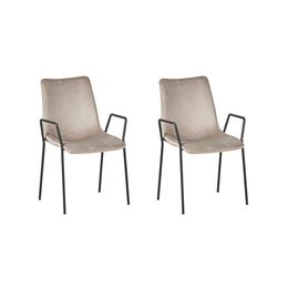 Beliani 2er-Set Esszimmerstuhl JEFFERSON in Beige/Schwarz | Gr.: onesize