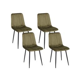 Beliani 4er-Set Esszimmerstuhl KALISPELL in Grün/Schwarz | Gr.: onesize