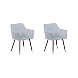 Beliani 2er-Set Esszimmerstuhl JASMIN in Grau/Schwarz | Gr.: onesize
