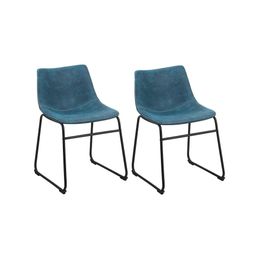 Beliani 2er-Set Esszimmerstuhl BATAVIA in Blau/Schwarz | Gr.: onesize