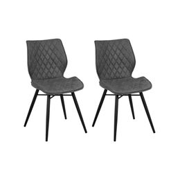 Beliani 2er-Set Esszimmerstuhl LISLE in Grau/Schwarz | Gr.: onesize