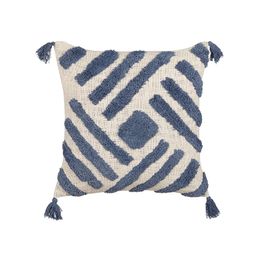 Beliani Dekokissen JACARANDA in Blau/Beige - (W) 45 x (H) 10 x (L) 45 cm | Gr.: onesize
