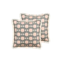 Beliani 2er-Set Dekokissen DIANTHUS in Bunt/Grau/Rosa | Gr.: onesize