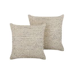 Beliani 2er-Set Dekokissen HOWEA in Beige/Schwarz | Gr.: onesize
