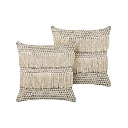 Beliani 2er-Set Dekokissen IRESINE in Beige/Schwarz | Gr.: onesize