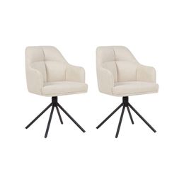 Beliani 2er-Set Esszimmerstuhl MIRA in Beige/Schwarz | Gr.: onesize