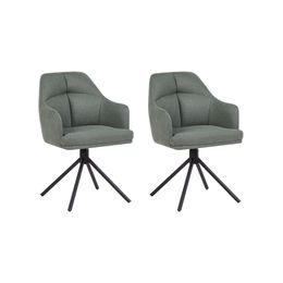 Beliani 2er-Set Esszimmerstuhl MIRA in Grün/Schwarz | Gr.: onesize