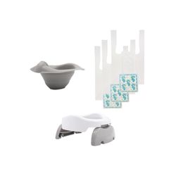 Potette Kindertoilette 2in1: Reise Töpfchen & Toilettensitz Mehrweg-Einlage 15M+ in Grau | Gr.: onesize