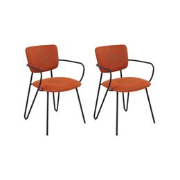 Beliani 2er-Set Esszimmerstuhl ELKO in Orange/Schwarz | Gr.: onesize