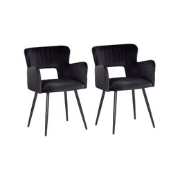 Beliani 2er-Set Esszimmerstuhl SANILAC in Schwarz | Gr.: onesize