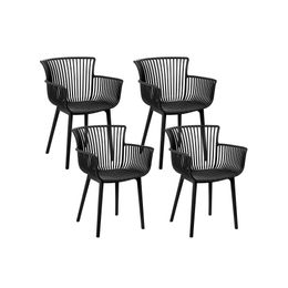 Beliani 4er-Set Esszimmerstuhl PESARO in Schwarz | Gr.: onesize