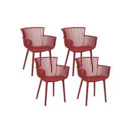 Beliani 4er-Set Esszimmerstuhl PESARO in Rot | Gr.: onesize