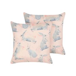 Beliani 2er-Set Dekokissen RATIBIDA in Rosa/Grau | Gr.: onesize