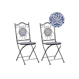 Beliani 2er-Set Gartenstuhl CAMPRENA in Schwarz/Blau/Weiß | Gr.: onesize