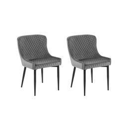 Beliani 2er-Set Esszimmerstuhl SOLANO in Grau/Schwarz | Gr.: onesize