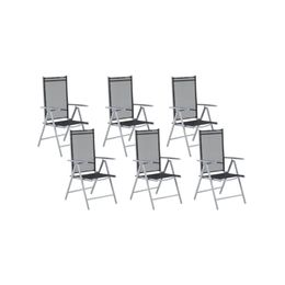 Beliani 6er-Set Gartenstuhl CATANIA in Schwarz/Silber | Gr.: onesize