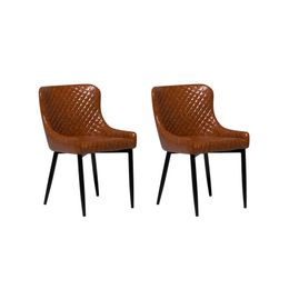 Beliani 2er-Set Esszimmerstuhl SOLANO in Braun/Schwarz | Gr.: onesize