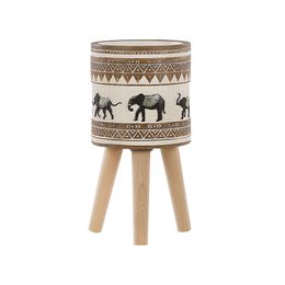 Beliani Outdoor Blumentopf KOTTES in Schwarz/Braun/Beige - (W) 22 x (H) 43 x (L) 22 cm | Gr.: onesize