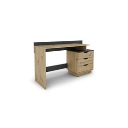 ByLiving Schreibtisch Belfast in Artisan Eiche / Anthrazit - (B)138 x (H)83,5 x (T)51,5cm | Gr.: onesize