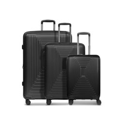 Redolz Essentials 14 4 Rollen Kofferset 3-teilig mit Dehnfalte in black metallic | Gr.: onesize