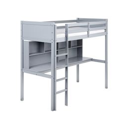 Beliani Hochbett FOUCAMONT in Grau - (W) 104 x (H) 180 x (L) 209 cm | Gr.: onesize