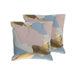 Beliani 2er-Set Dekokissen IXIA in Bunt/Blau/Gold | Gr.: onesize