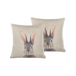 Beliani 2er-Set Dekokissen QUERCUS in Grau/Beige/Rosa | Gr.: onesize
