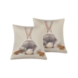 Beliani 2er-Set Dekokissen BUXUS in Grau/Beige/Braun | Gr.: onesize