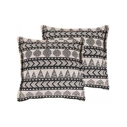 Beliani 2er-Set Dekokissen HENTEPE in Beige/Schwarz | Gr.: onesize