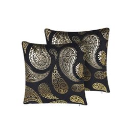 Beliani 2er-Set Dekokissen URSINIA in Schwarz/Gold | Gr.: onesize
