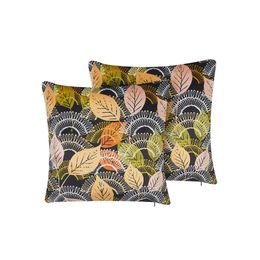 Beliani 2er-Set Dekokissen LAGURUS in Bunt/Weiß/Schwarz | Gr.: onesize