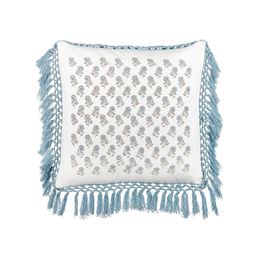 Beliani Dekokissen PALLIDA in Weiß/Blau/Grau - (W) 45 x (H) 10 x (L) 45 cm | Gr.: onesize