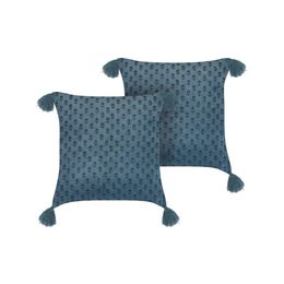 Beliani 2er-Set Dekokissen RIBES in Blau | Gr.: onesize