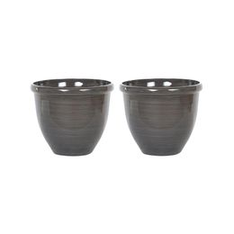 Beliani 2-tlg Outdoor Blumentopf TESALIA in Braun | Gr.: onesize