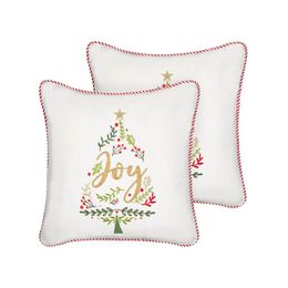 Beliani 2er-Set Dekokissen ECHEVERIA in Weiß/Rot/Gold | Gr.: onesize