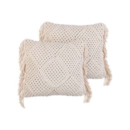 Beliani 2er-Set Dekokissen BESHAM in Beige | Gr.: onesize
