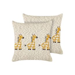 Beliani 2er-Set Dekokissen CHILARI in Beige/Gelb | Gr.: onesize