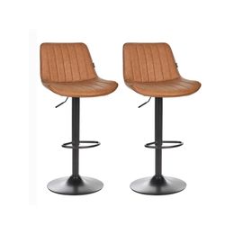 Beliani 2-tlg Drehhocker DUBROVNIK in Braun/Schwarz | Gr.: onesize