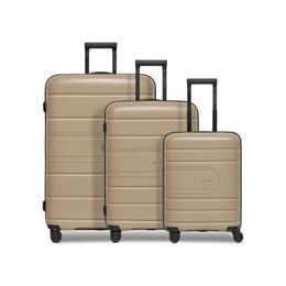 Redolz Essentials 11 4 Rollen Kofferset 3-teilig mit Dehnfalte in beige | Gr.: onesize