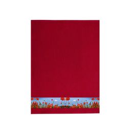 Framsohn 4er Set: Geschirrtuch Waffelpique "Mohnfeld" in Bordeaux -(L) 70 x (B) 50 cm | Gr.: onesize