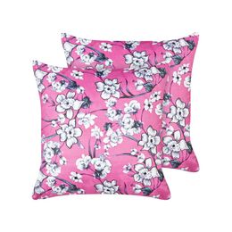 Beliani 2er-Set Dekokissen KOELERIA in Rosa/Weiß/Grau | Gr.: onesize