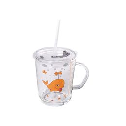 Intirilife Kinder Trinkbecher transparent mit Deckel in Wal Design | Gr.: onesize
