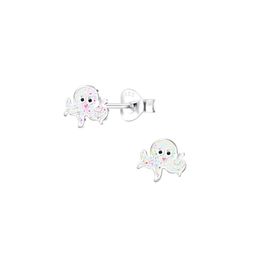 Alexander York Kinderschmuck-Ohrstecker OKTOPUS mit Glitzer in 925 Sterling Silber, 2-tlg. | Gr.: onesize
