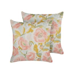 Beliani 2er-Set Dekokissen ZAHRIYE in Rosa/Blau/Grün | Gr.: onesize