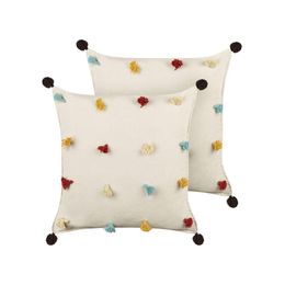 Beliani 2er-Set Dekokissen FUSSEL in Beige/Bunt | Gr.: onesize