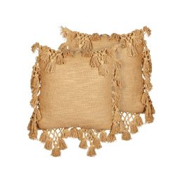 Beliani 2er-Set Dekokissen OLEARIA in Beige | Gr.: onesize