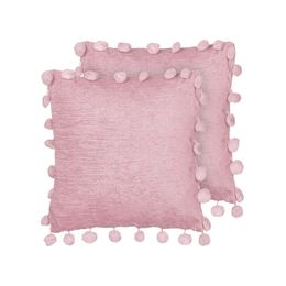 Beliani 2er-Set Dekokissen JASMINE in Rosa | Gr.: onesize