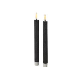 MARELIDA 2x LED Stabkerze LINA Rustik-Optik Echtwachs H: 25cm in grau | Gr.: onesize