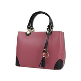 Toscanto Handtasche, Umhängetasche Leder altrosa, schwarz ca. 32cm | Gr.: onesize