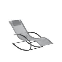 Beliani Gartenliege CARANO II in Grau/Schwarz - (W) 60 x (H) 90 x (L) 155 cm | Gr.: onesize